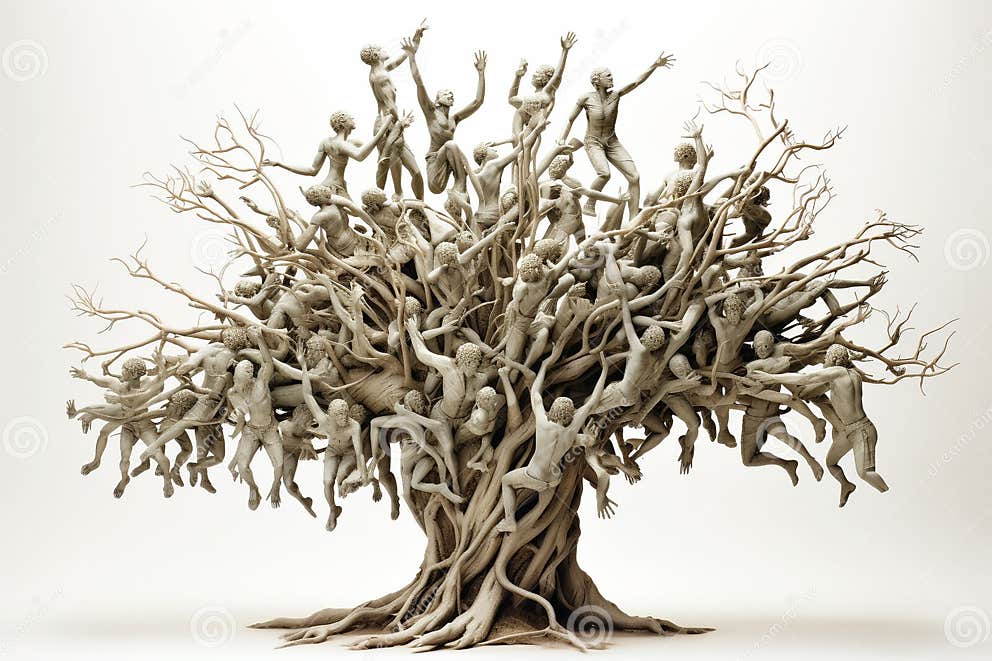 Tree Formed Entirely by Interconnected Human Figures, Symbolizing Unity ...