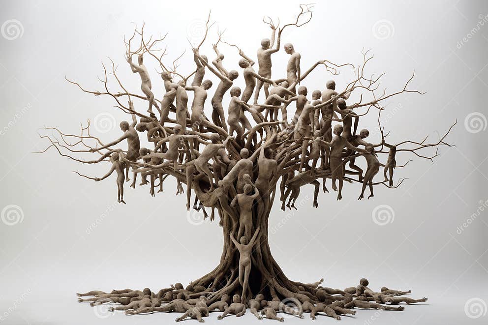 Tree Formed Entirely by Interconnected Human Figures, Symbolizing Unity ...
