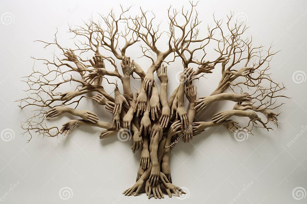 Tree Formed Entirely by Interconnected Human Figures, Symbolizing Unity ...