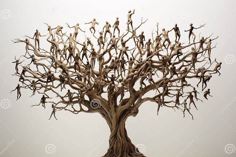 Tree Formed Entirely by Interconnected Human Figures, Symbolizing Unity ...