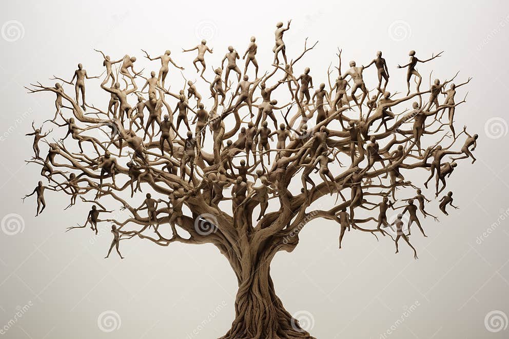 Tree Formed Entirely by Interconnected Human Figures, Symbolizing Unity ...