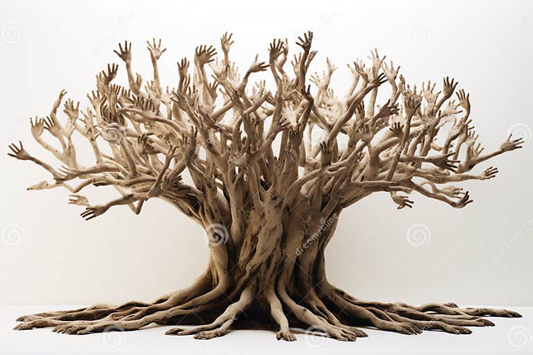 Tree Formed Entirely by Interconnected Human Figures, Symbolizing Unity ...