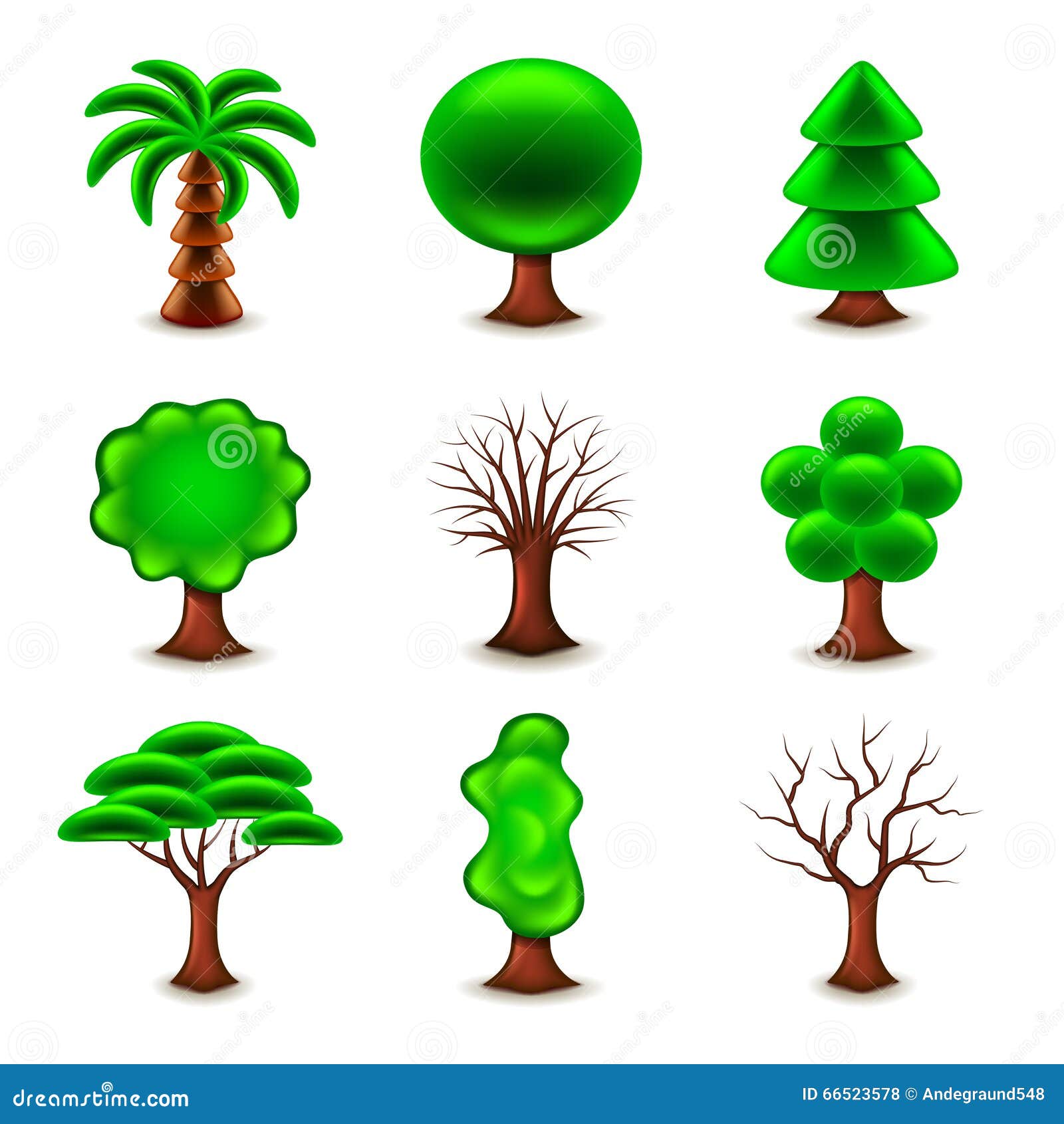 Tree Forms Icons Vector Set Stock Vector - Illustration of foliage ...