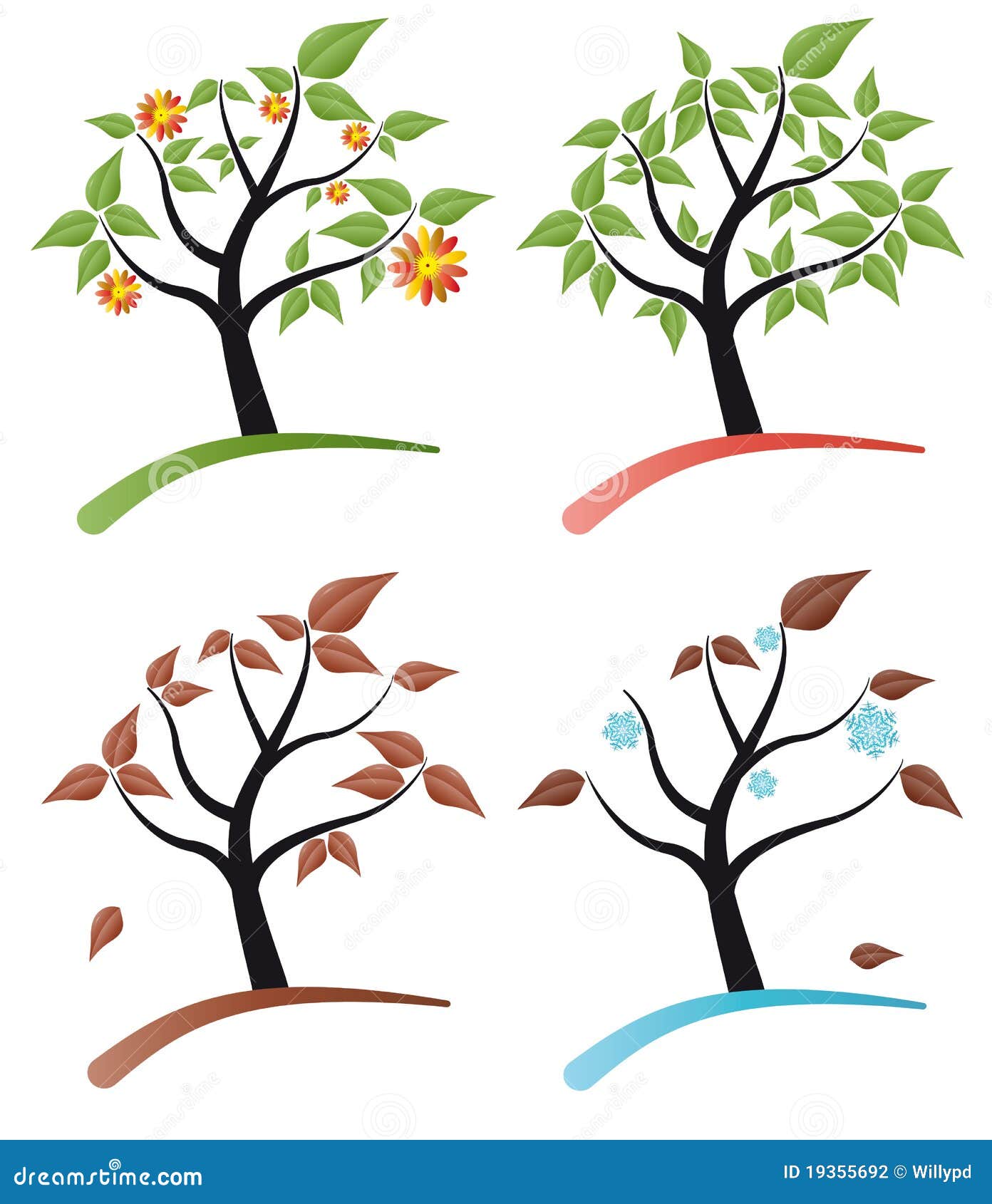 Tree four seasons stock vector. Illustration of trees - 19355692