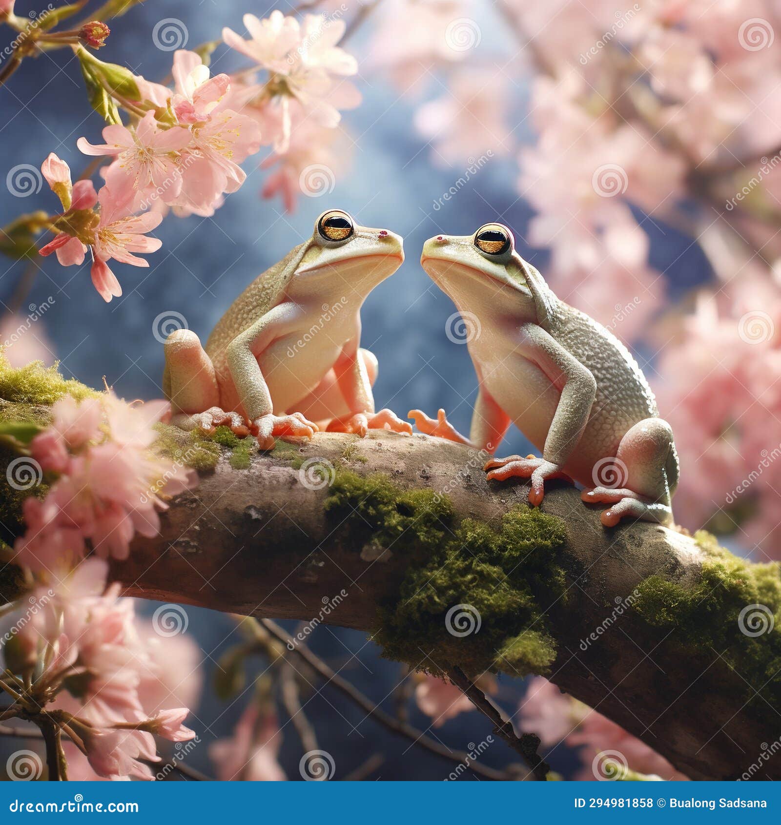 Tree Frog Courtship in Spring Stock Illustration - Illustration of ...