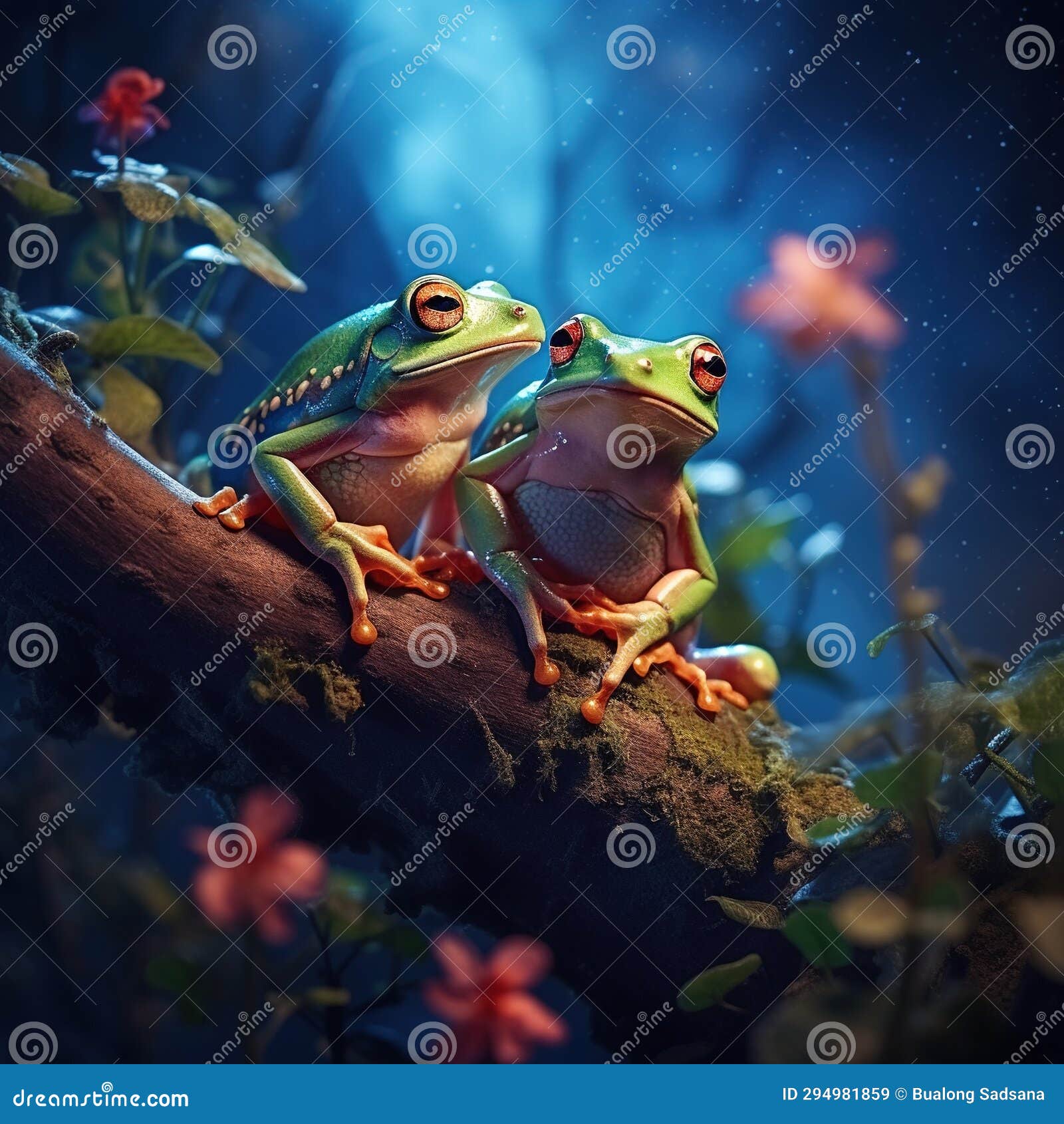 Tree Frog Courtship in Spring Stock Illustration - Illustration of ...