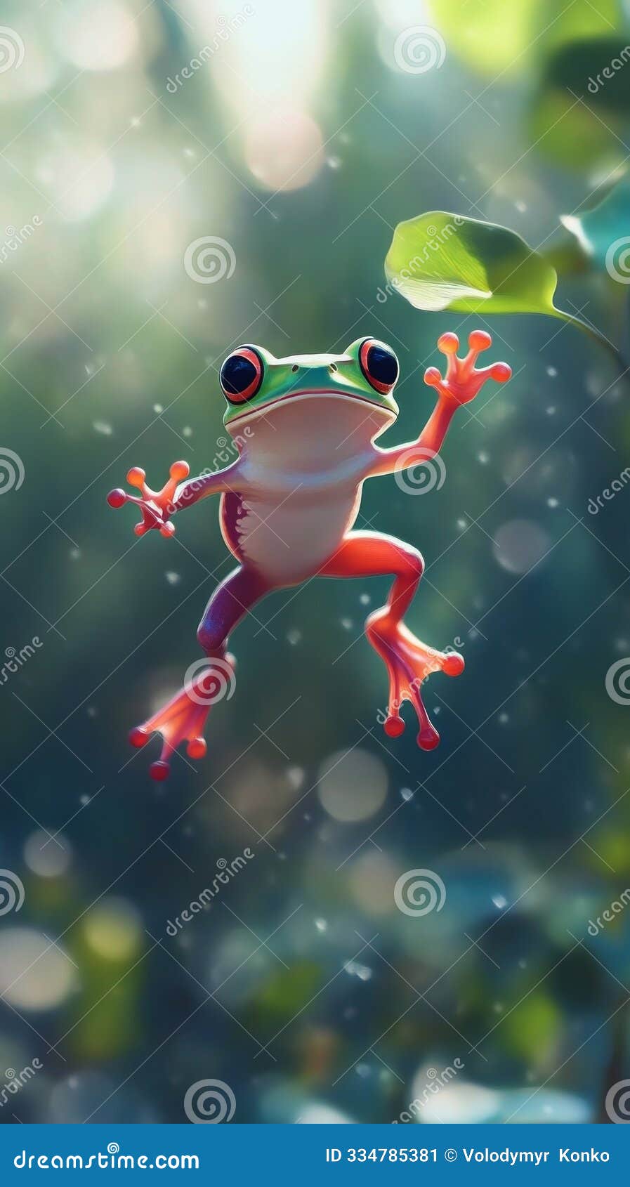 Tree Frog Jumping in the Rainforest, Nature Concept Stock Image - Image ...
