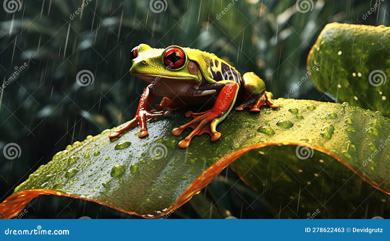 Tree Frog on a Leaf. Generative AI Stock Illustration - Illustration of ...