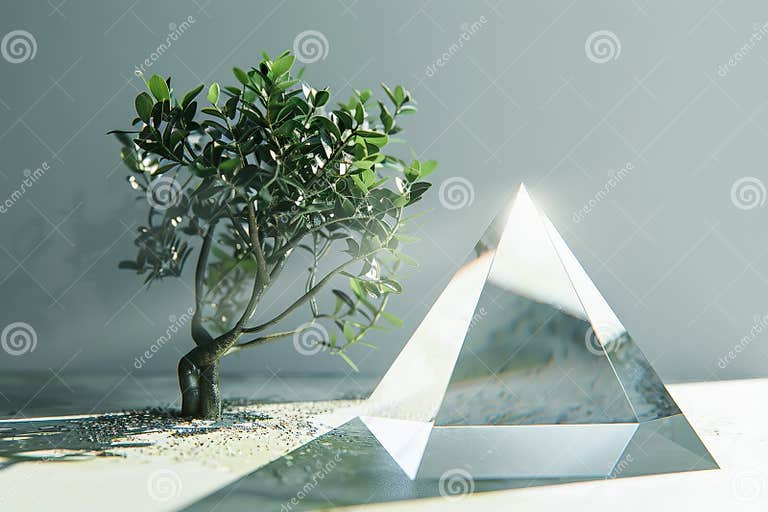 A Tree is in Front of a Pyramid Stock Photo - Image of design, luxury ...