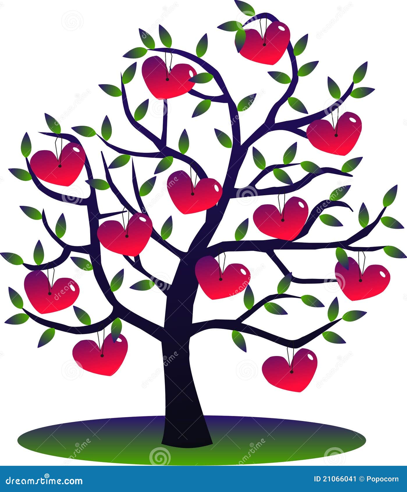 A tree full of hearts stock illustration. Illustration of adorable ...