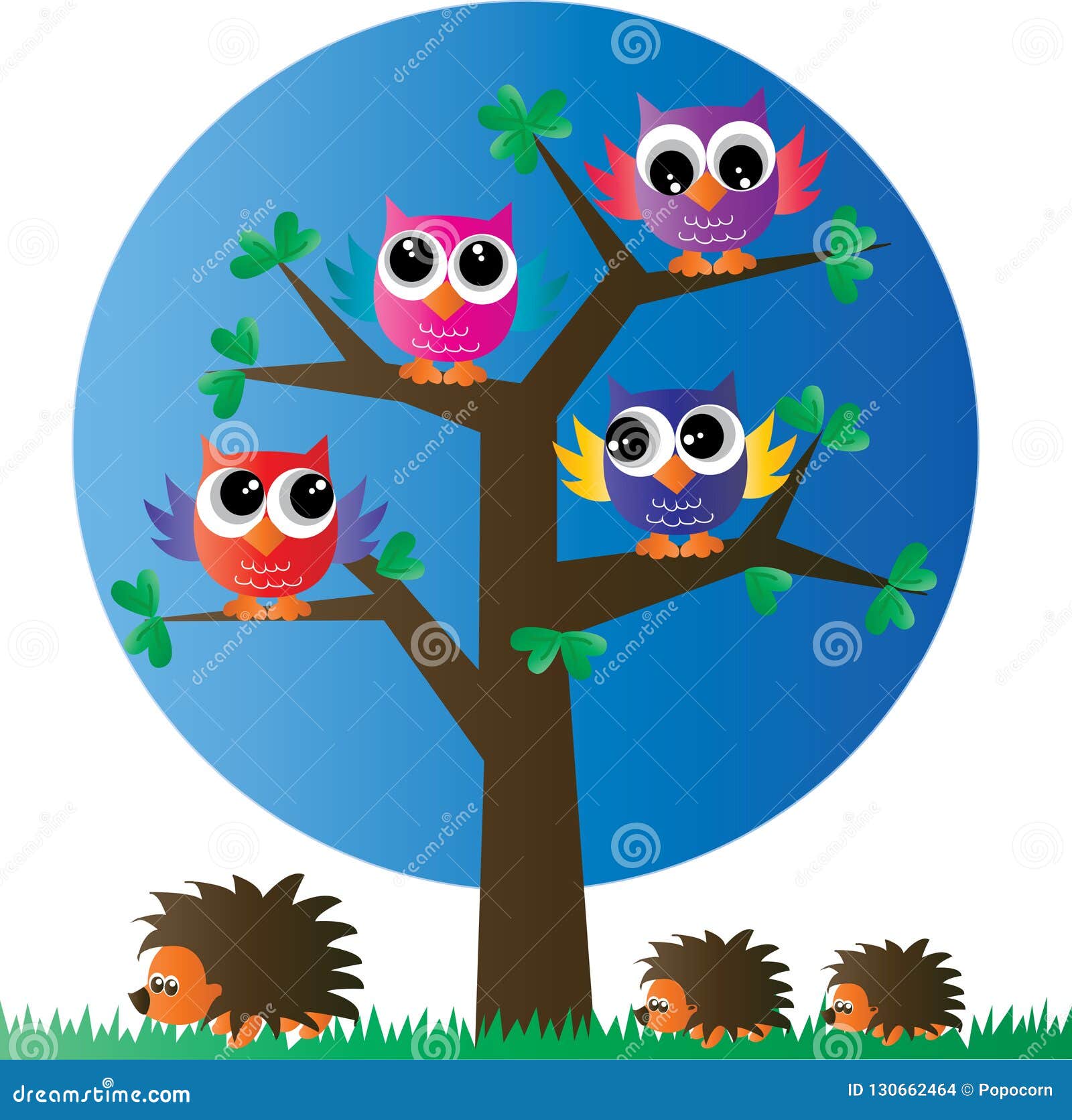 A Tree Full Ow Colorful Owls Stock Vector - Illustration of clip ...