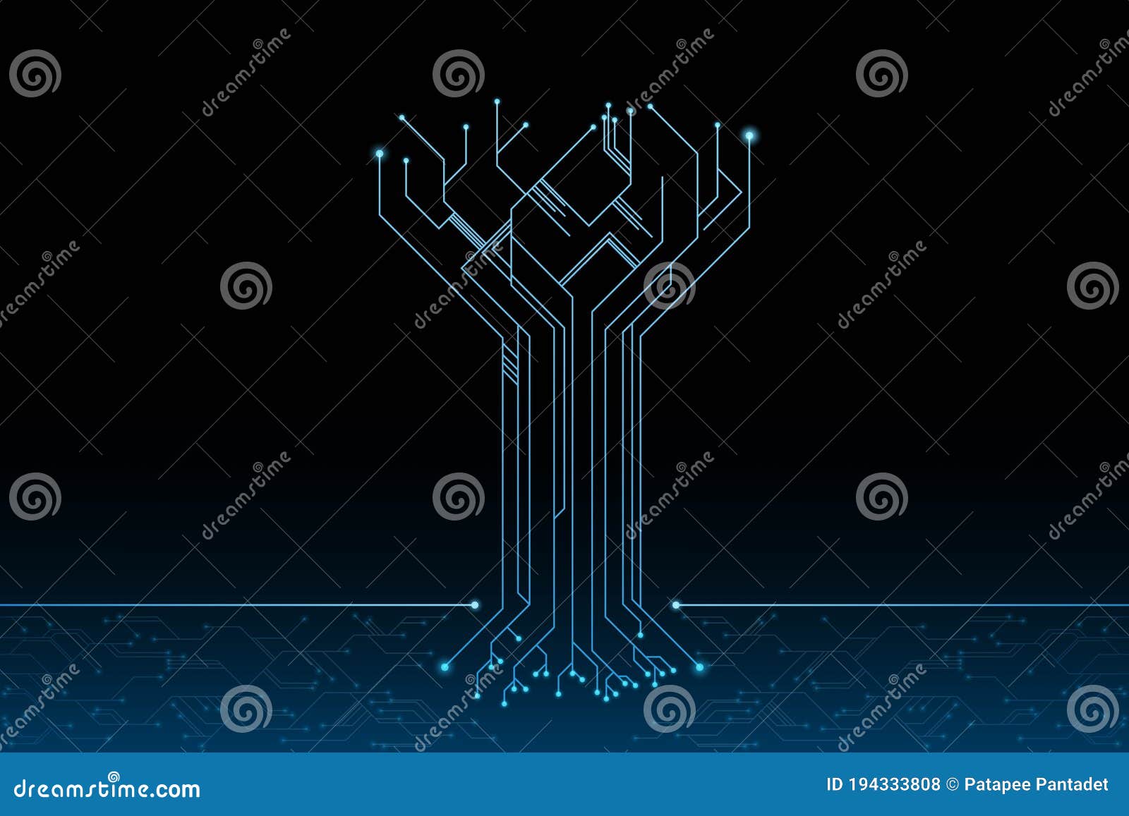 Tree of Future in Futuristic Concept Design.vector and Illustration ...