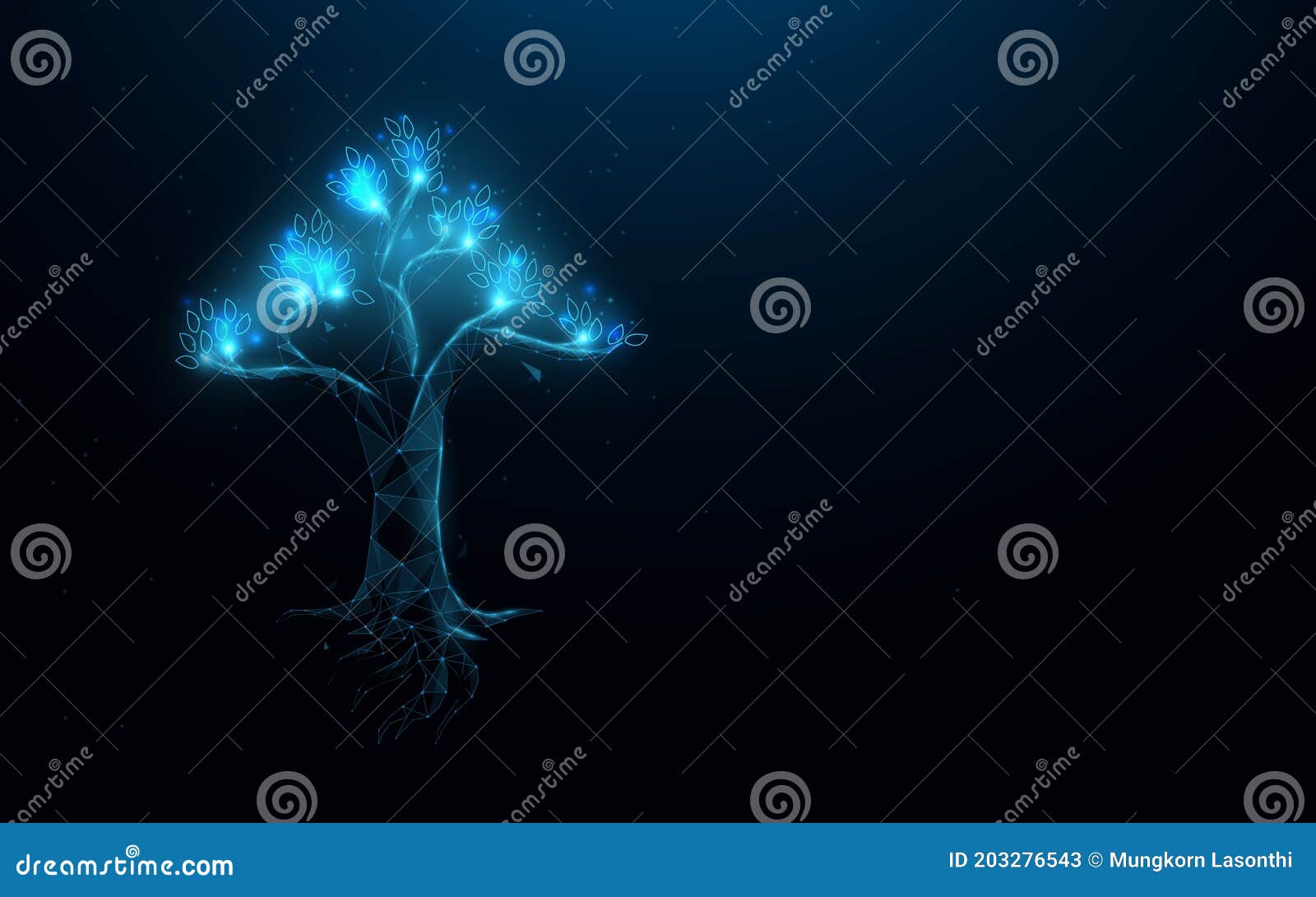 Tree with Futuristic Digital. Low Poly Model Design Stock Vector ...