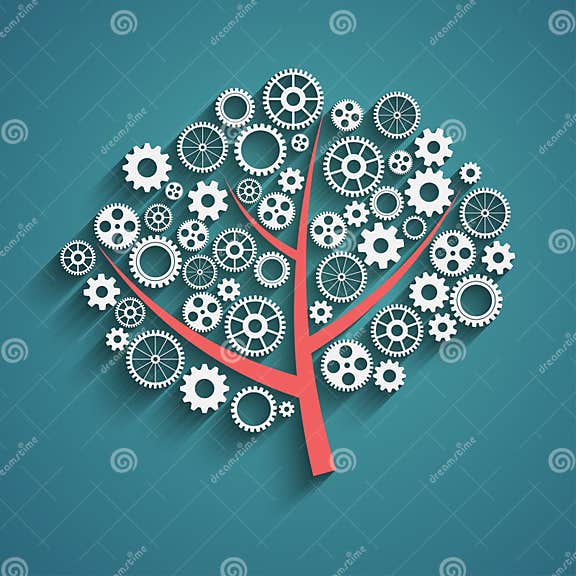 Tree with gears stock vector. Illustration of agriculture - 41393514