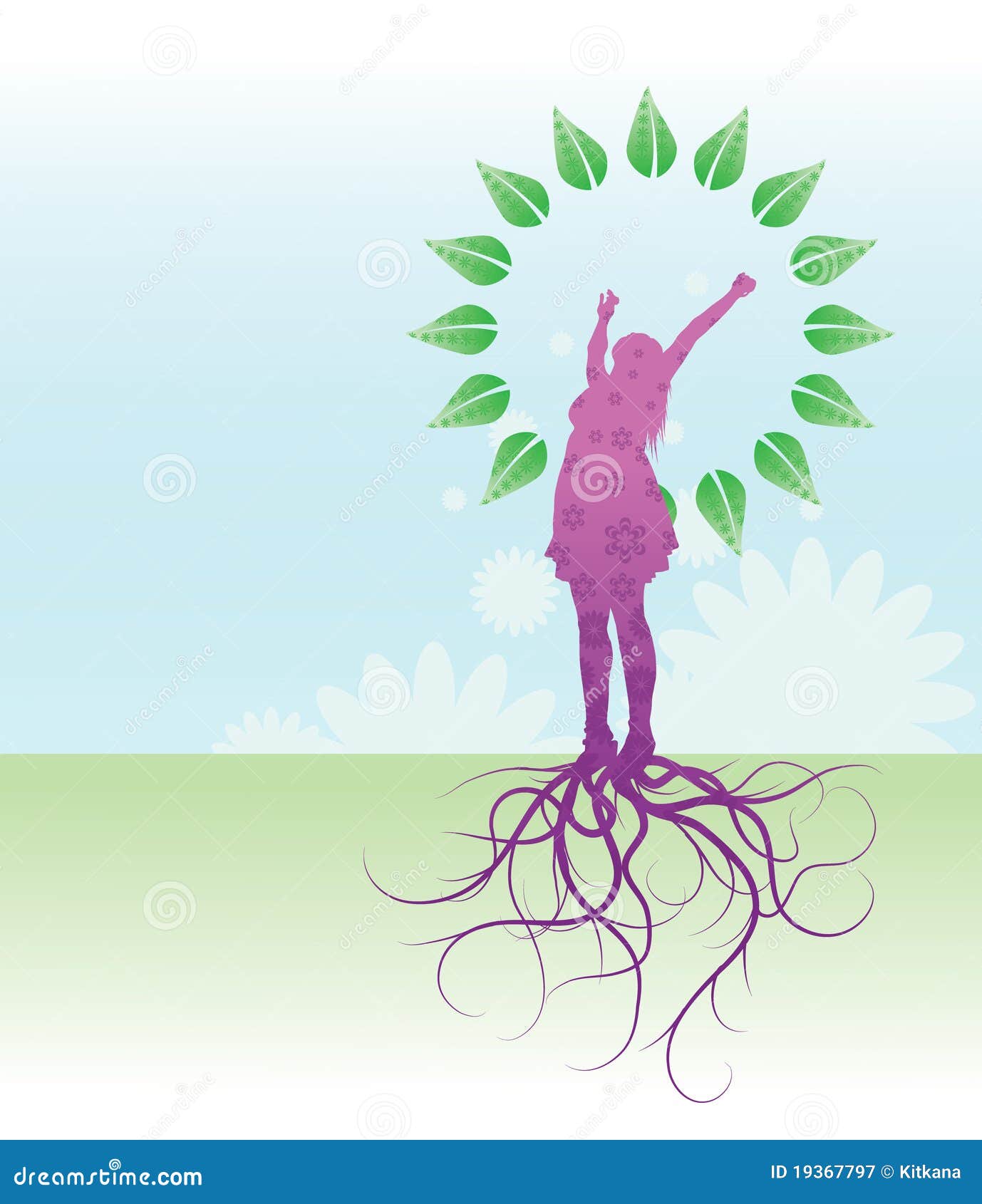 Tree girl stock vector. Illustration of elegence, flowers - 19367797