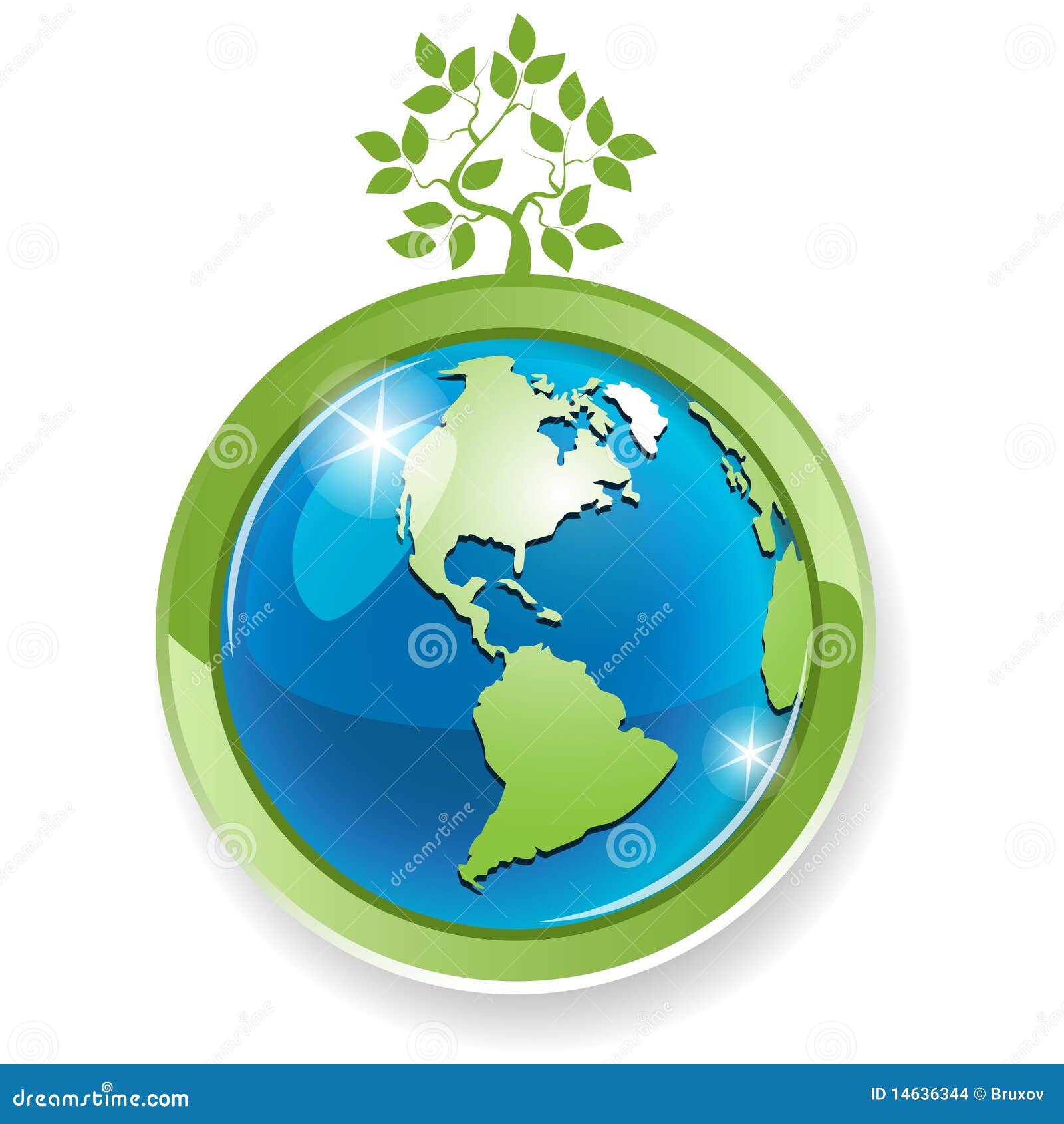 Tree on globe stock vector. Illustration of card, tree - 14636344