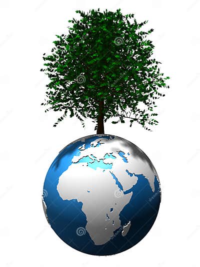 Tree on globe stock illustration. Illustration of conservation - 7048230