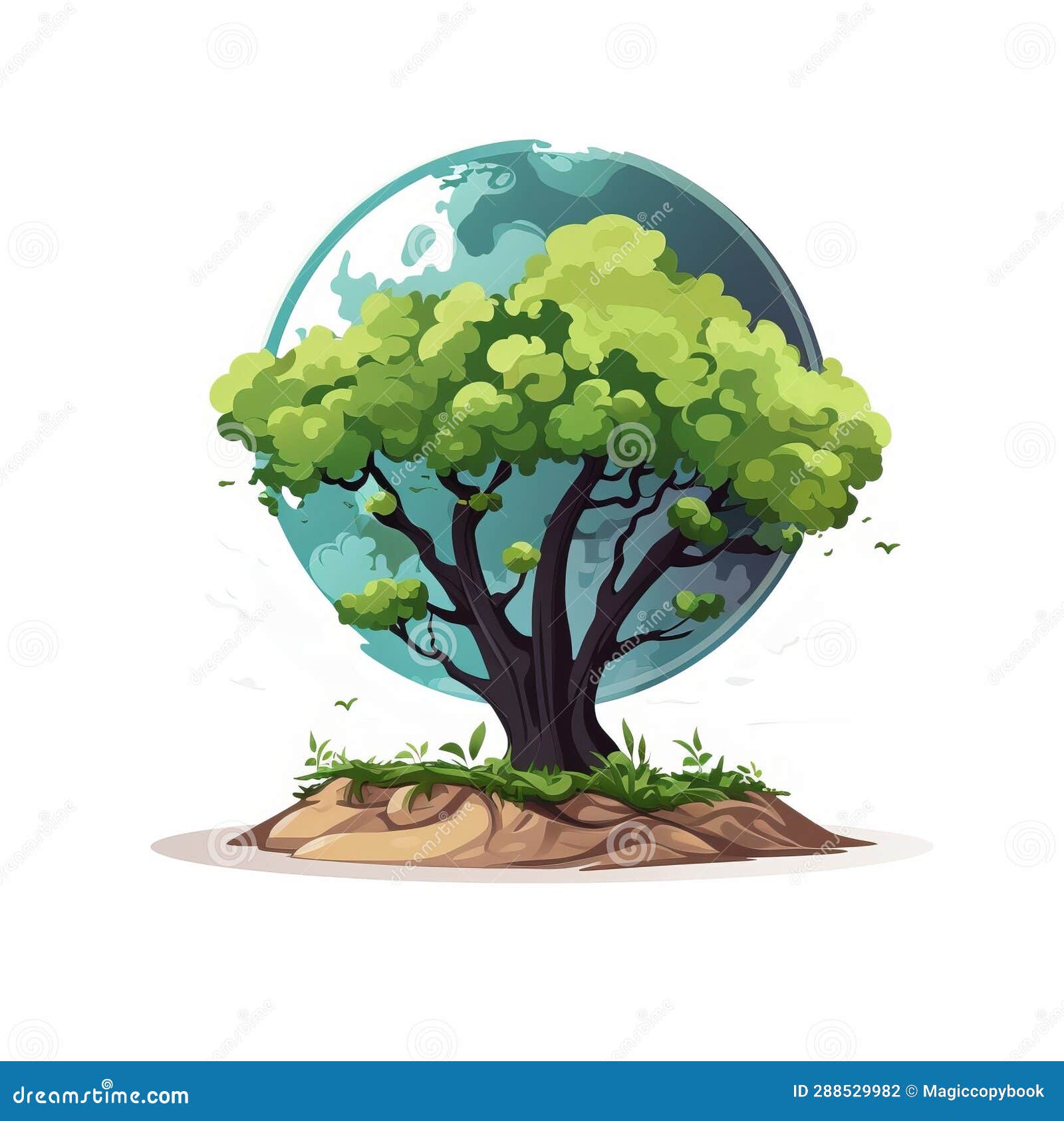 Tree and Globe. Concept Miniature Globe Showing the Environment with ...