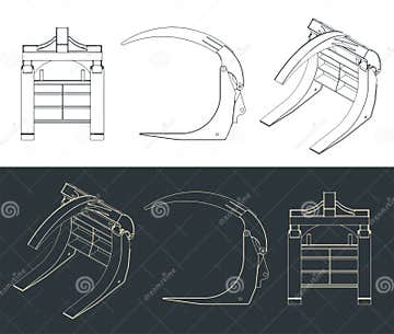 Tree grabber blueprints stock vector. Illustration of equipment - 261479019