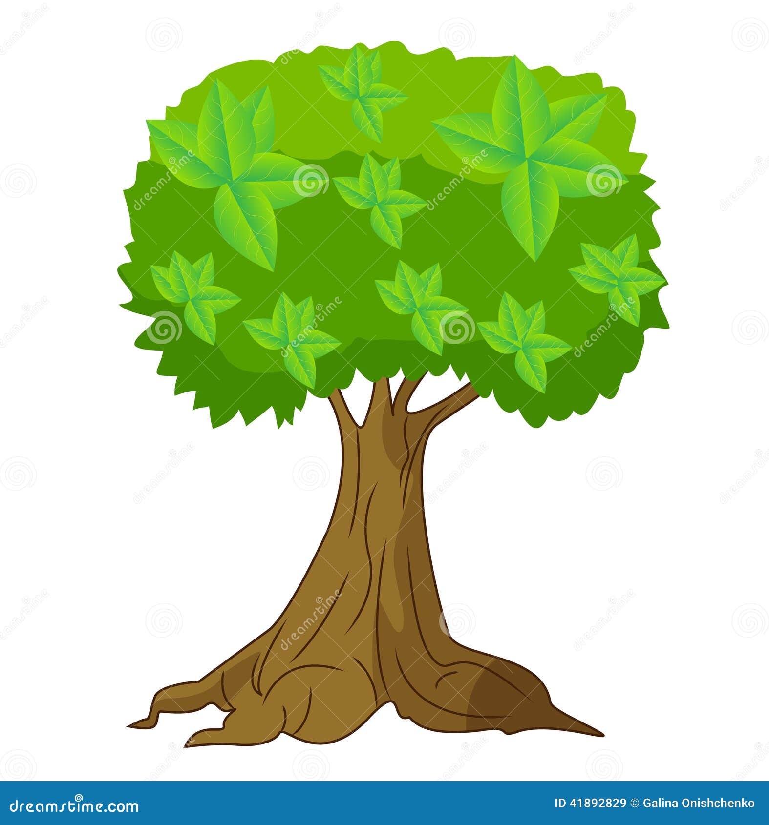 Tree with a Green Crown on a White Background Stock Vector ...