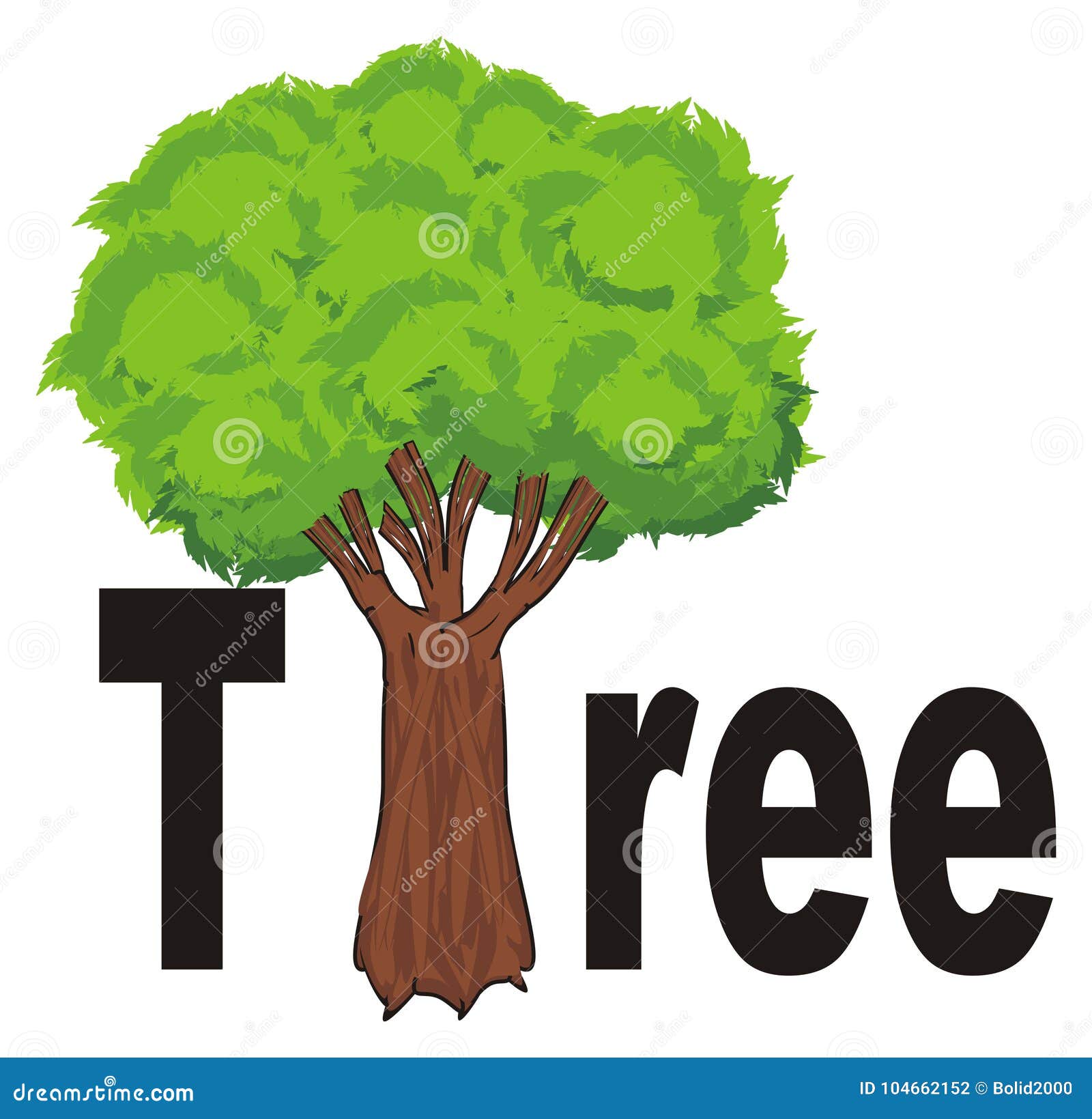 Tree and letters stock illustration. Illustration of large - 104662152