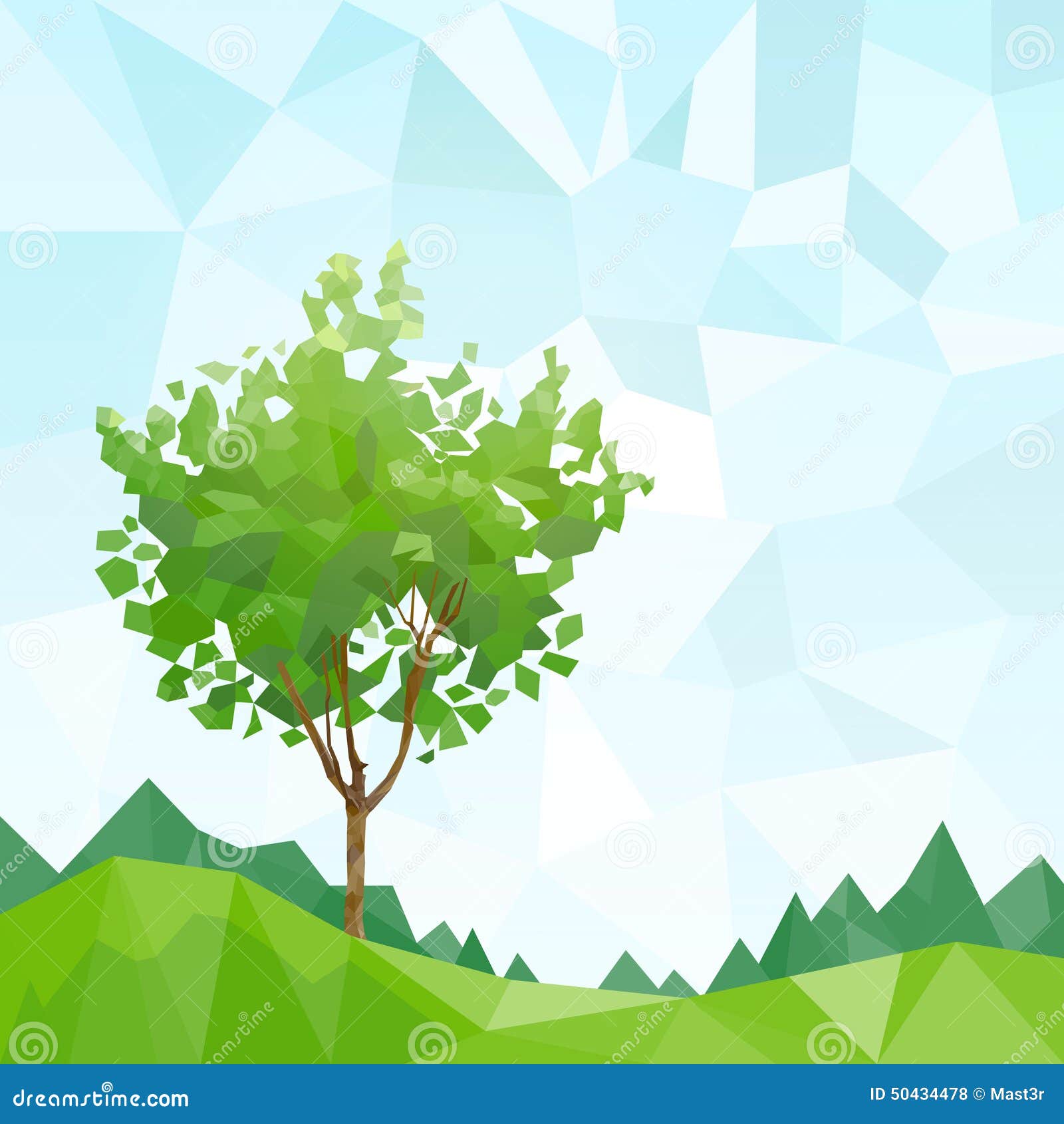 Tree Green Leaves Polygon Graphic with Copy Space Stock Vector ...