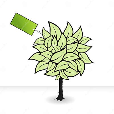Tree with green tag. stock vector. Illustration of modern - 10384437