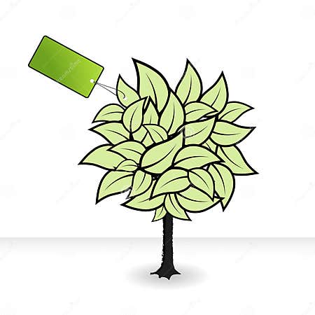 Tree with green tag. stock vector. Illustration of modern - 10384437