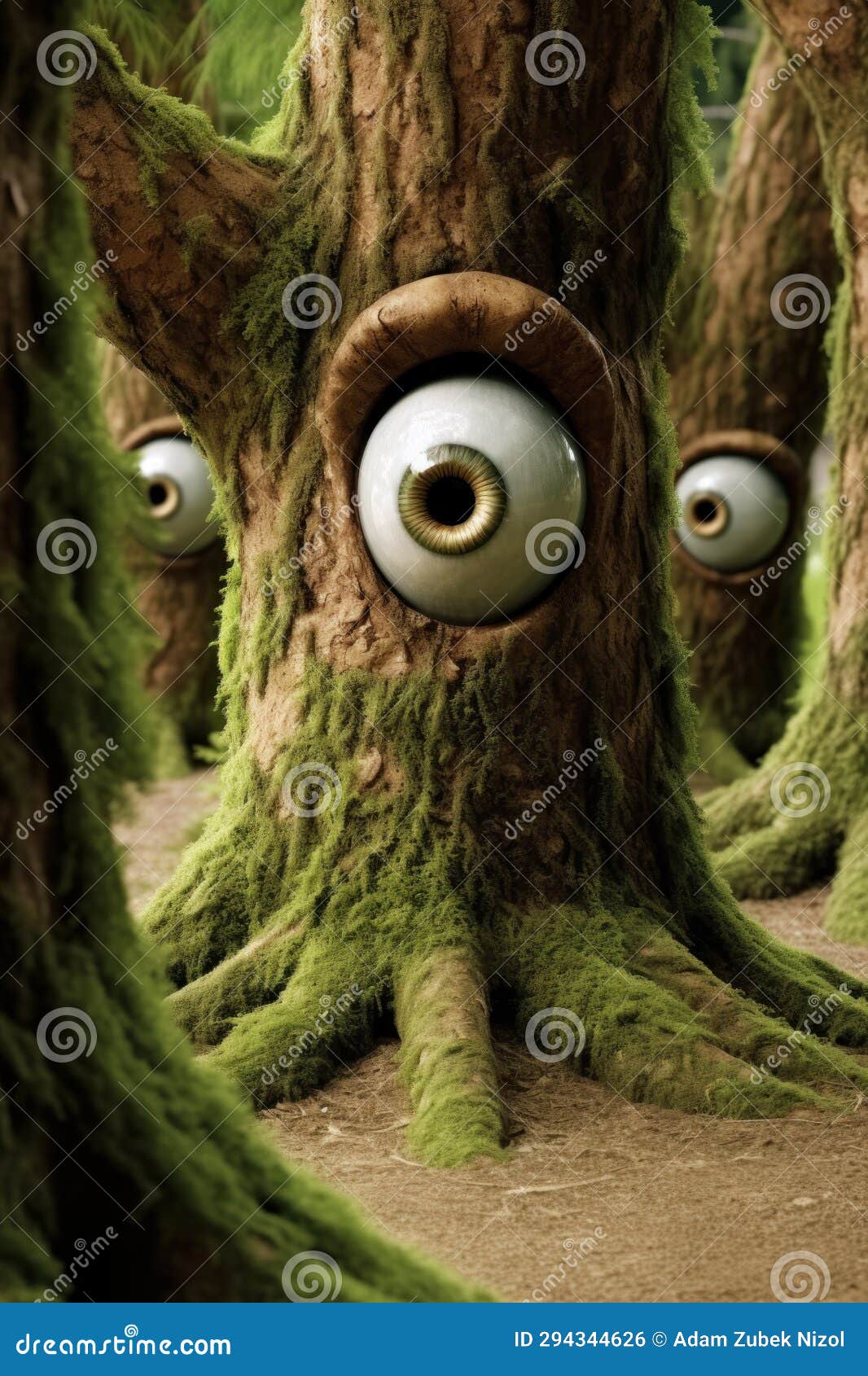 A Tree with a Group of Trees with a Group of Eyes Stock Illustration ...