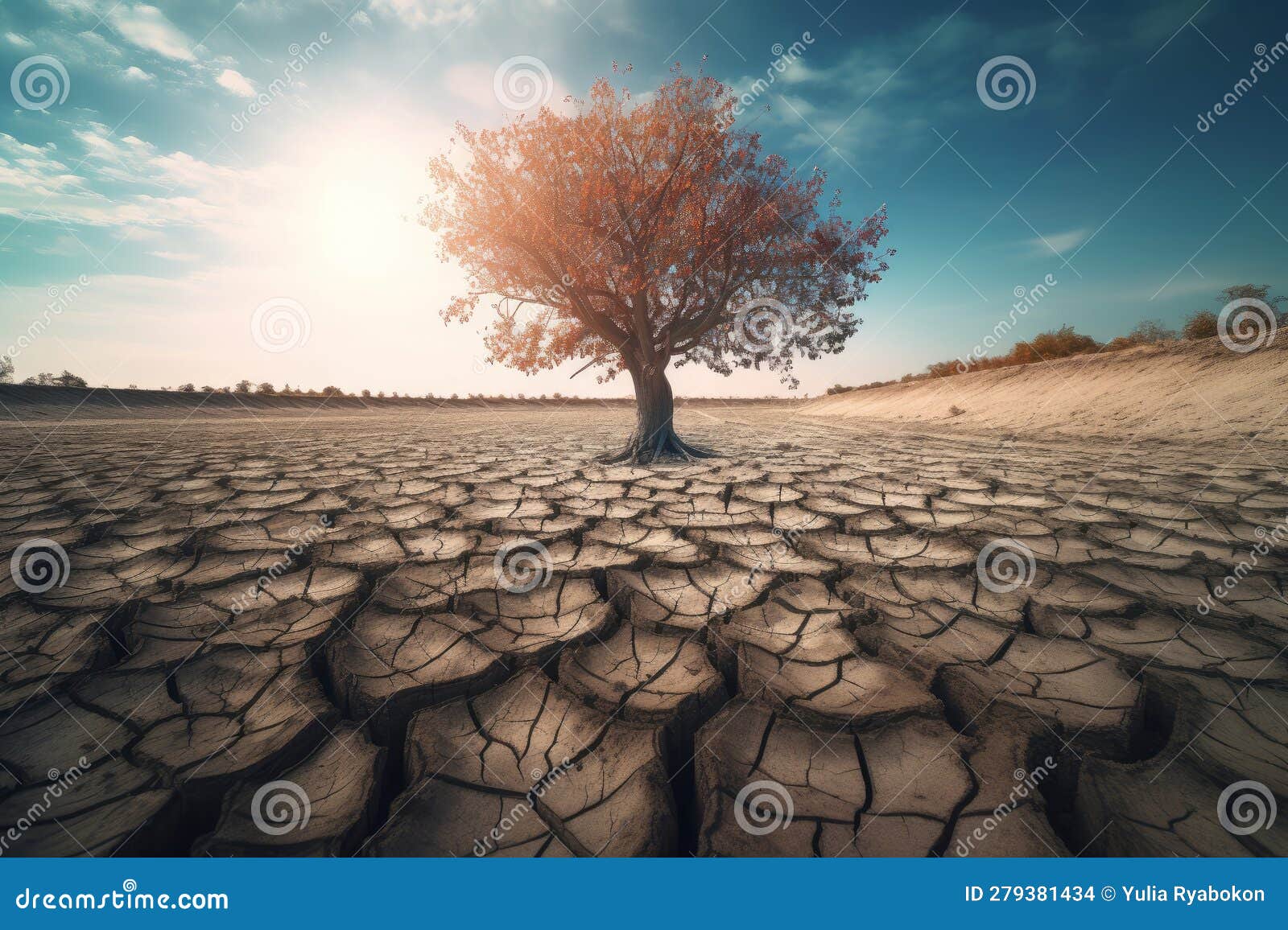 Tree Grow Drought Crack. Generate Ai Stock Illustration - Illustration ...