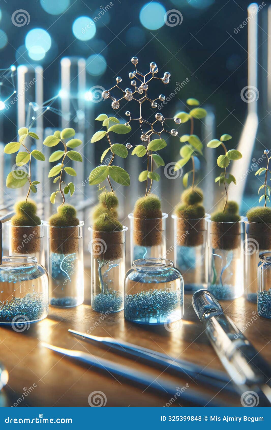 Tree Grow in Lab, Cellular Advance Technology. Stock Illustration ...