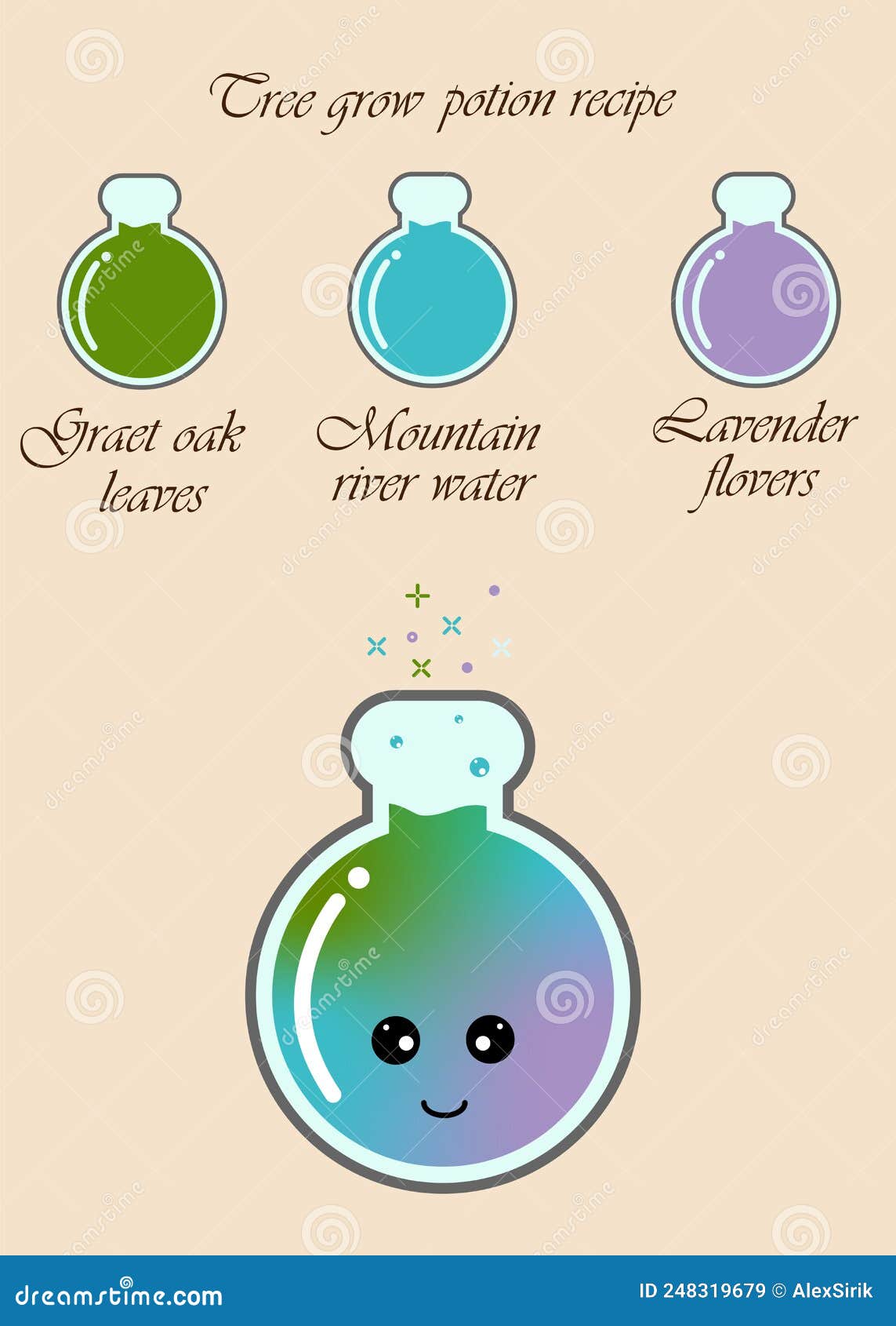 Tree Grow Potion Witchcraft Book Page Stock Vector - Illustration of ...