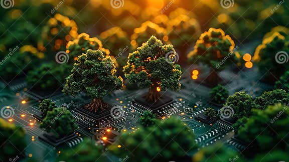 Tree Growing on Circuit Board Technology Innovations Stock Illustration ...