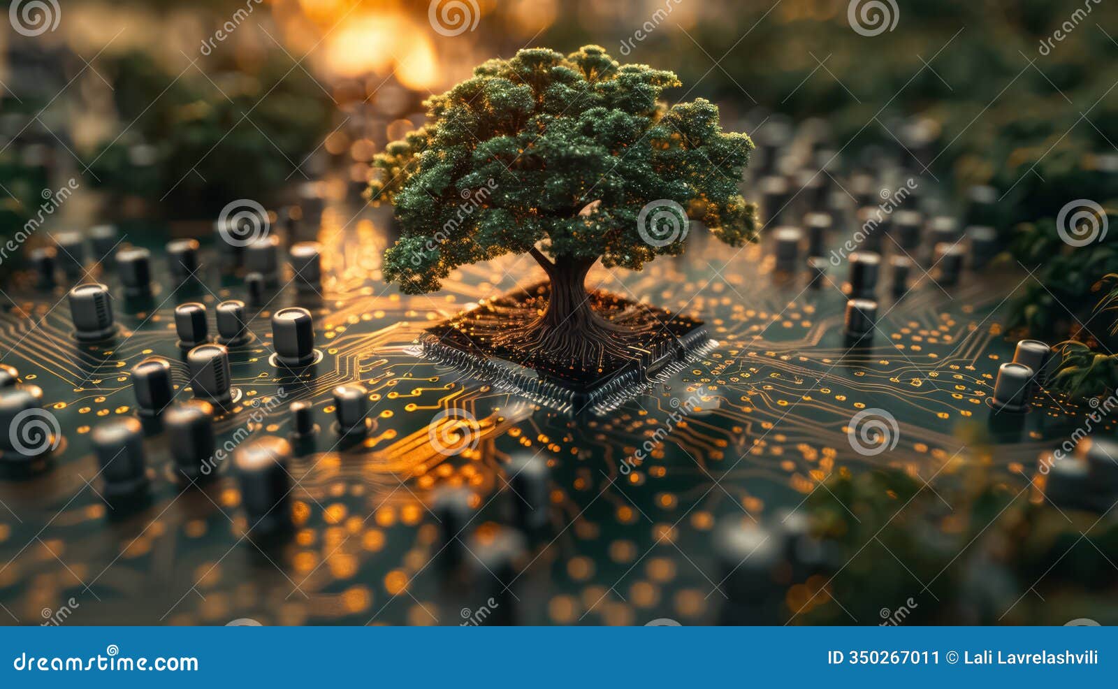 Tree Growing on Circuit Board Technology Innovations Stock Illustration ...