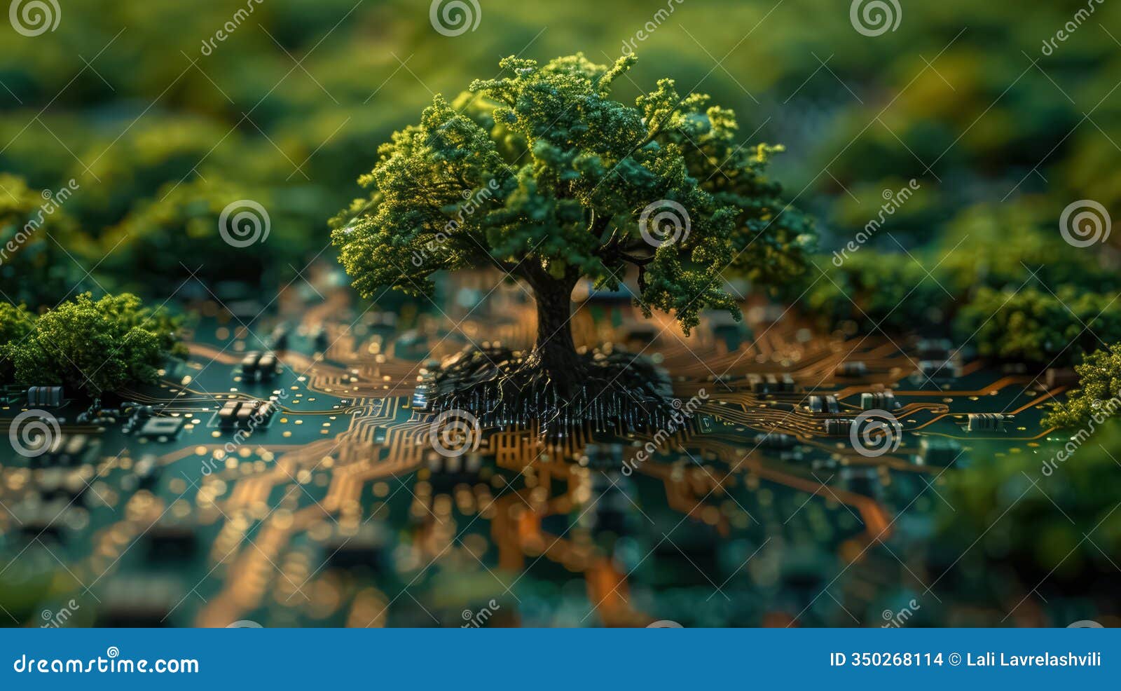 Tree Growing on Circuit Board Technology Innovations Stock Illustration ...