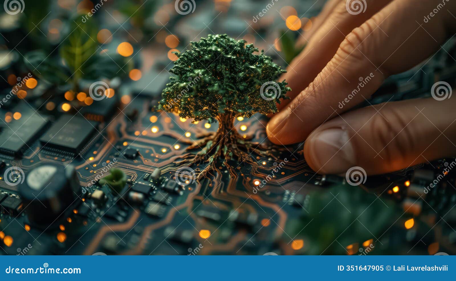 Tree Growing on Circuit Board Technology Innovations Stock Illustration ...