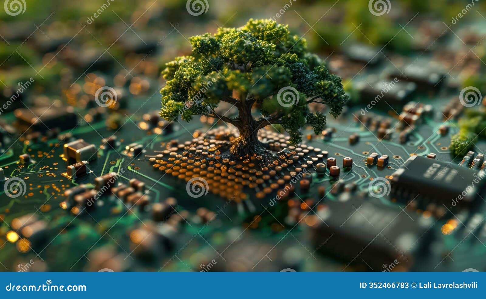 Tree Growing on Circuit Board Technology Innovations Stock Illustration ...