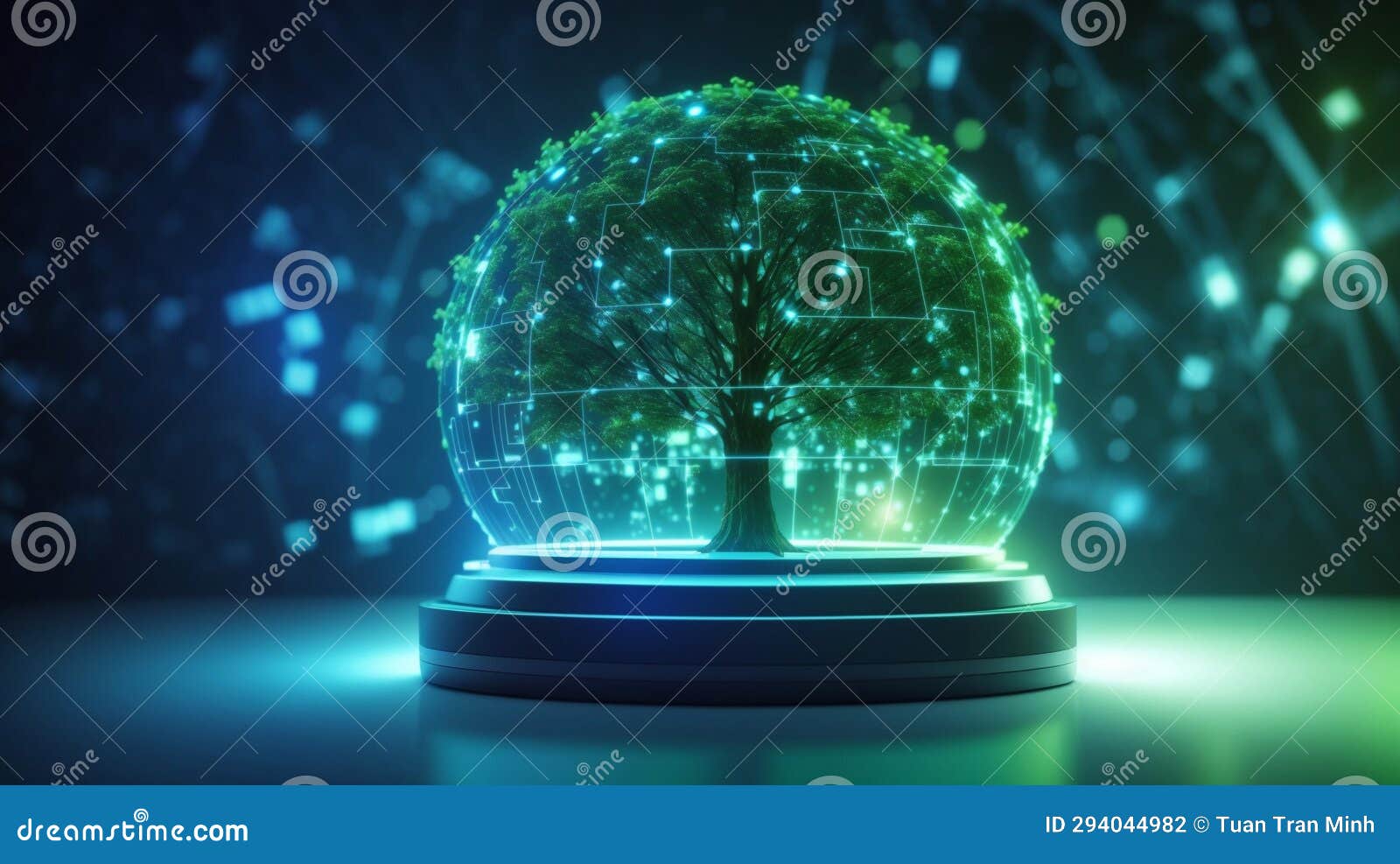 Tree Growing on Circuit Digital Ball Digital Stock Photo - Image of ...