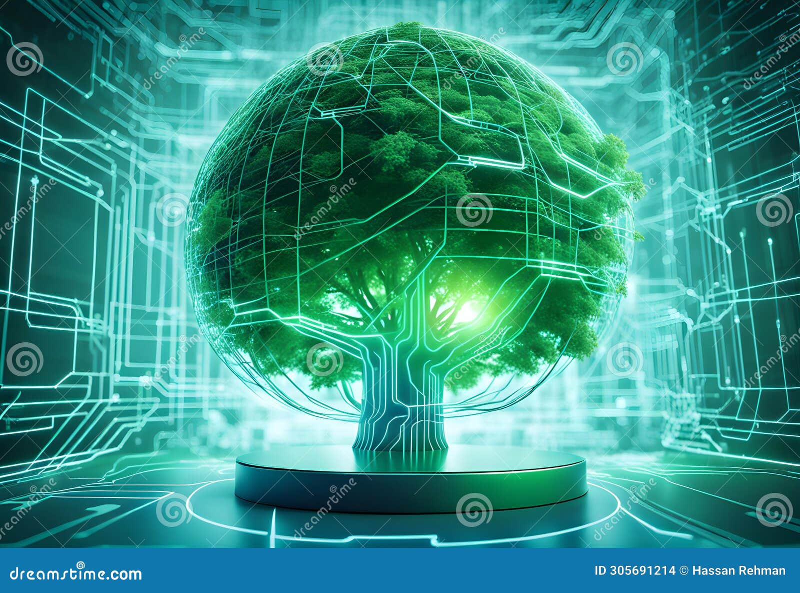 Tree Growing on Circuit Digital Ball. Digital and Technology ...