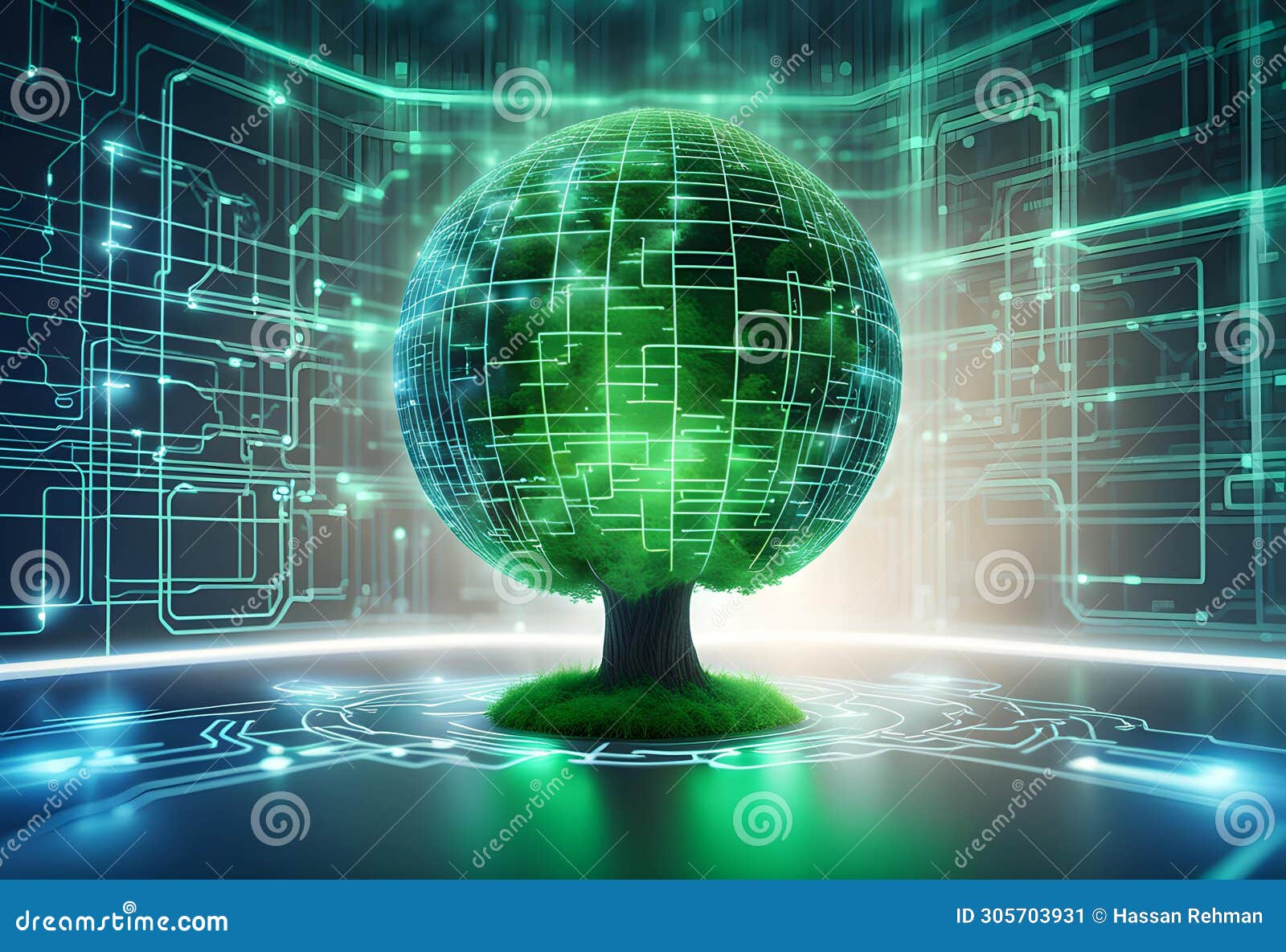 Tree Growing on Circuit Digital Ball. Digital and Technology ...