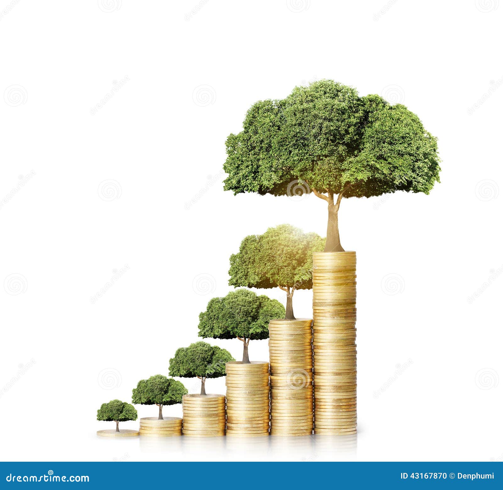 Tree growing from coins stock photo. Image of business - 43167870