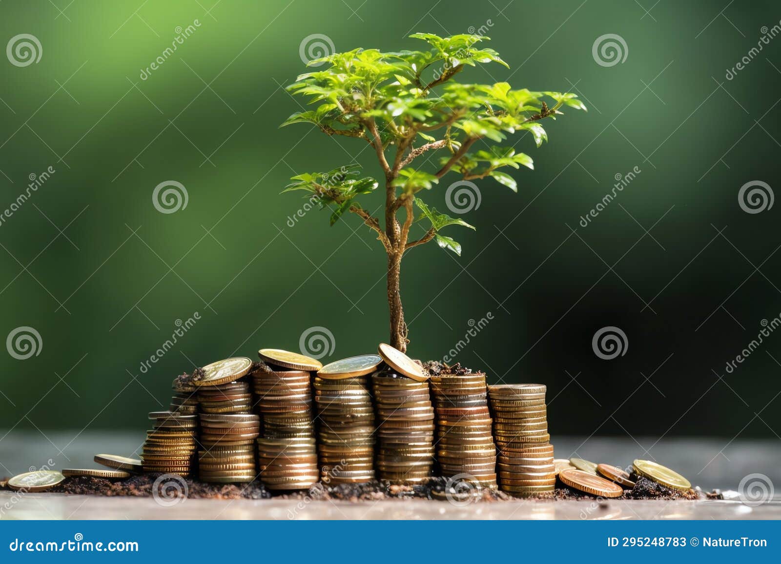 Plant Growing from Coins Tree and Coins Tree Growing from Coins Stock ...