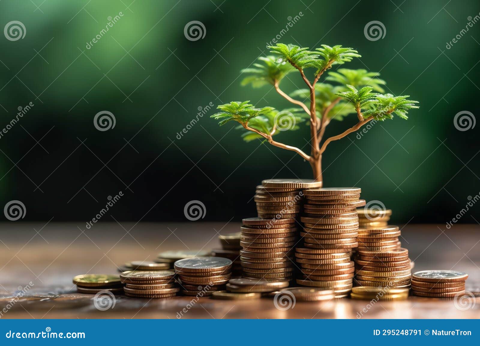 Plant Growing from Coins Tree and Coins Tree Growing from Coins Stock ...