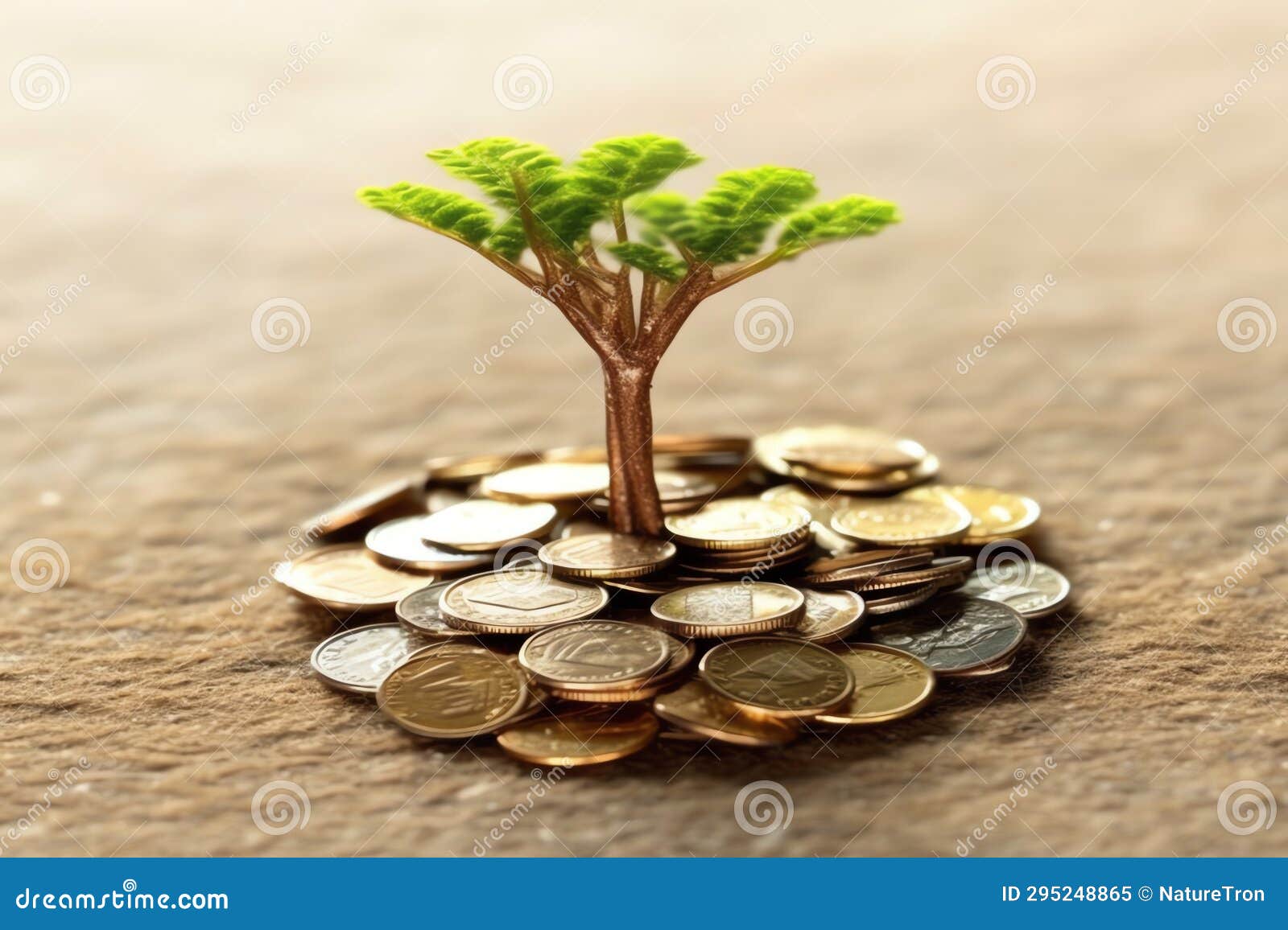 Plant Growing from Coins Tree and Coins Tree Growing from Coins Stock ...