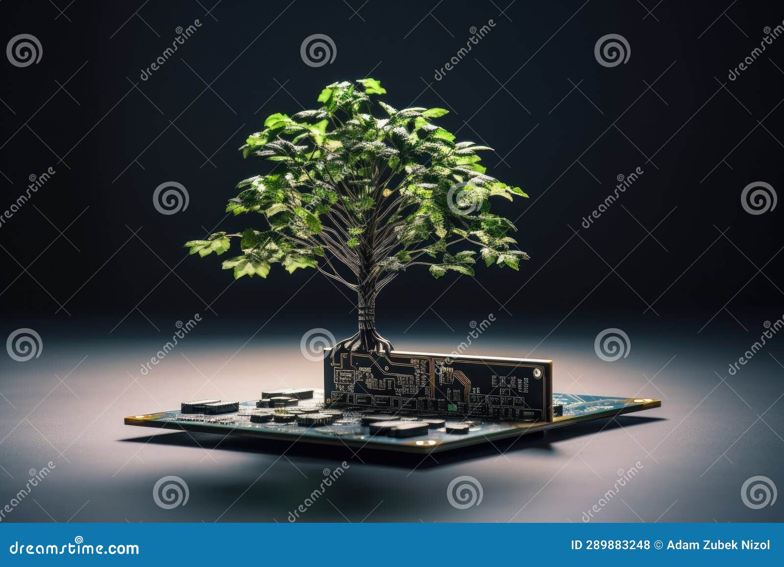 A Tree Growing on a Computer Chip Stock Illustration - Illustration of ...