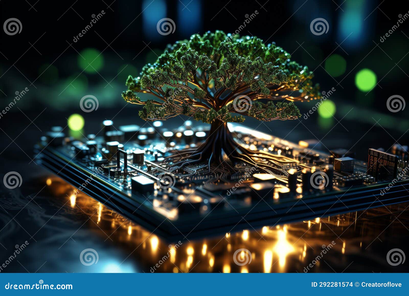 Tree Growing on the Converging Point of Computer Generative AI Stock ...