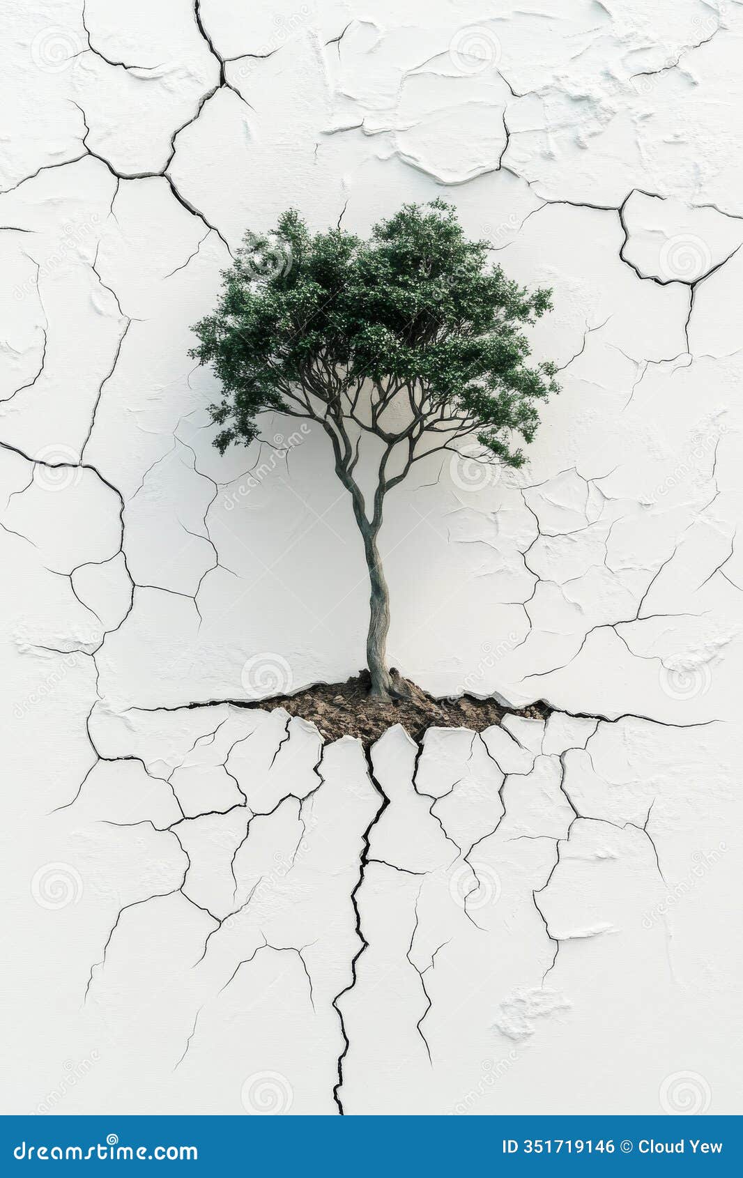 A Tree Growing from a Crack in the Ground Stock Illustration ...