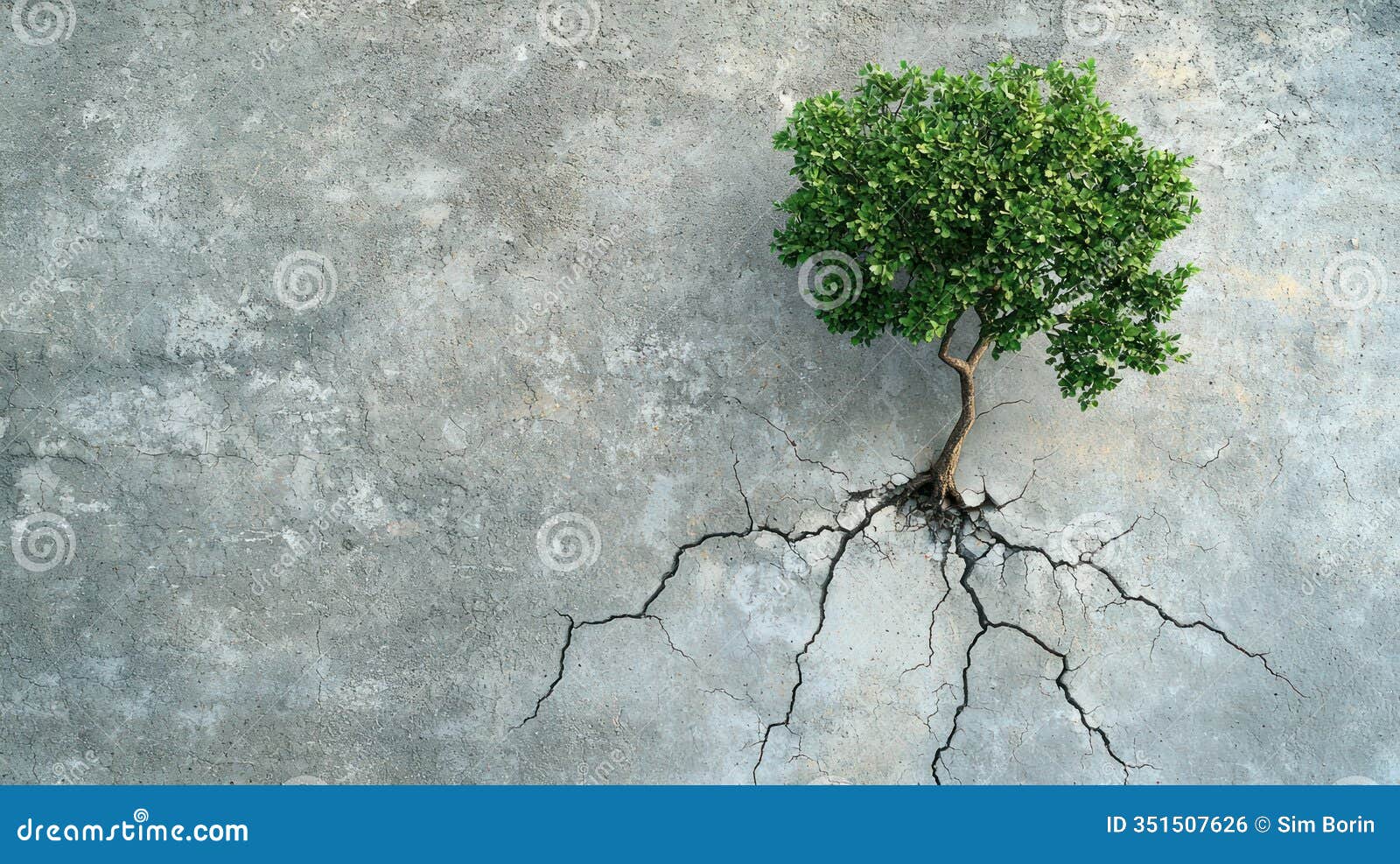 A Tree Growing through Cracked Concrete, Representing Stock ...