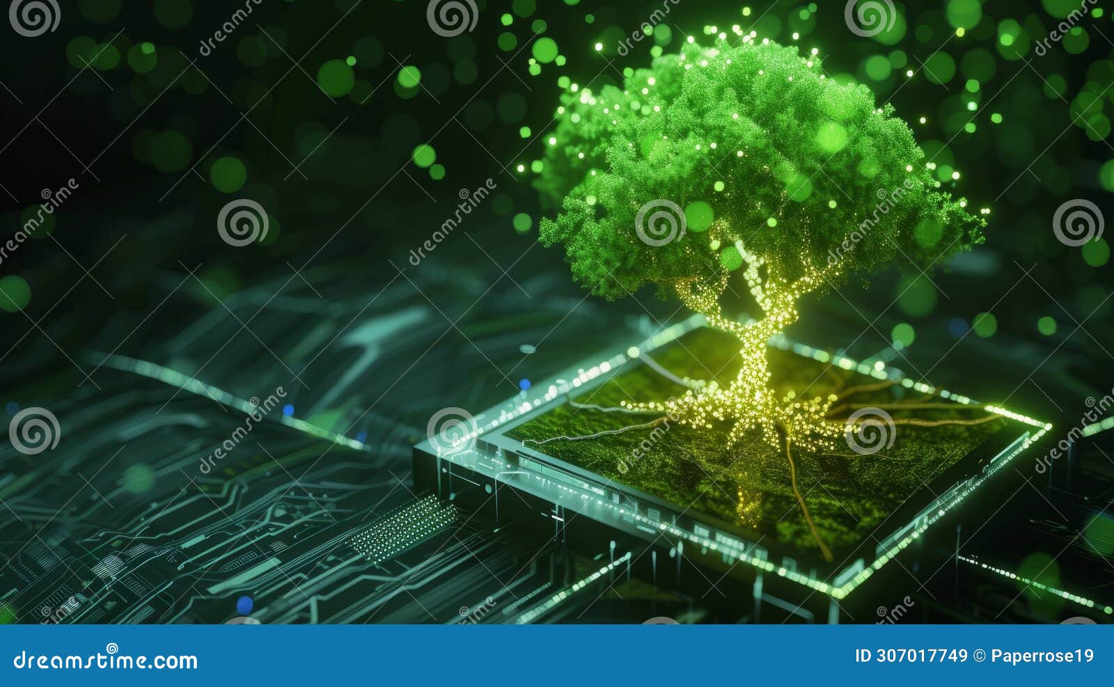 Tree Growing on Digital Planter. Stock Illustration - Illustration of ...