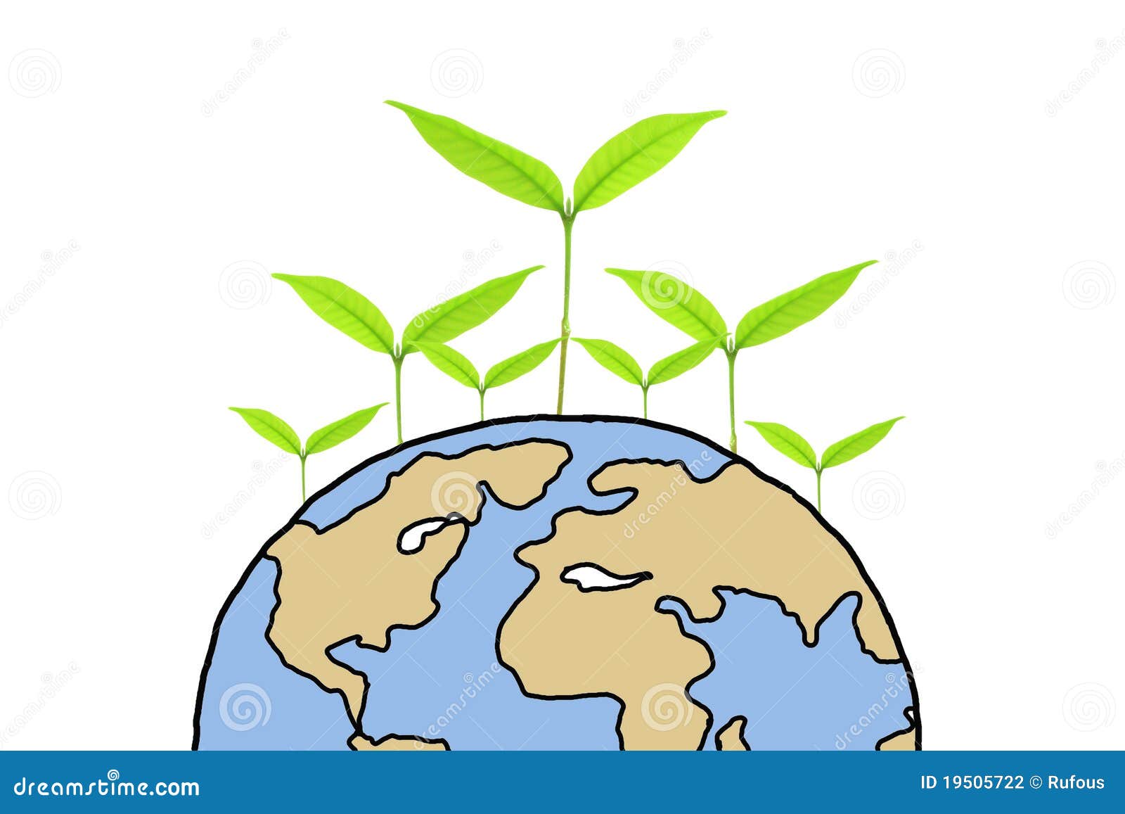 Tree growing on globe stock photo. Image of botanic, raster - 19505722